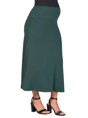 24SEVEN COMFORT APPAREL Maternity Elastic Waist Maxi Skirt - Hunter