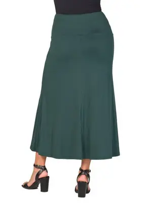24SEVEN COMFORT APPAREL Maternity Elastic Waist Maxi Skirt - Hunter