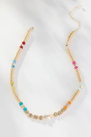 ANTHROPOLOGIE Beaded Bubble-Letter Necklace