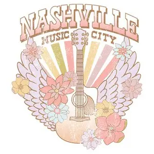 LOST GODS Distressed Nashville Music City Short Sleeve Relaxed Fit T-shirt - White