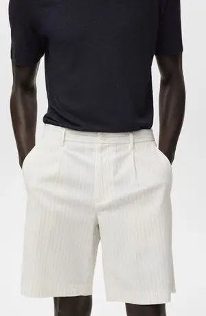 Mango Slim Fit Stretch Cotton Chino Shorts - Off White