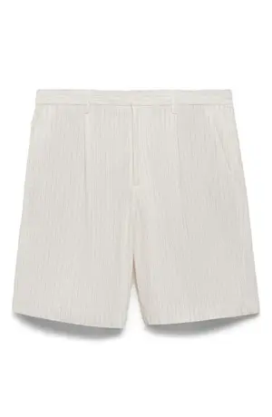 Mango Slim Fit Stretch Cotton Chino Shorts - Off White