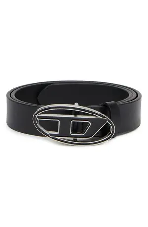 DIESEL® Oval D Buckle Leather Belt - Black