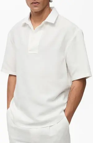 Mango Lyocell & Linen Blend Polo