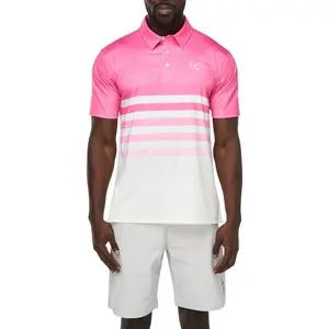 EASTSIDE GOLF Signature Polo Ombre Stripe Pink Cosmos