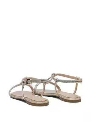 NINALILOU Embellished Leather T-bar Sandals