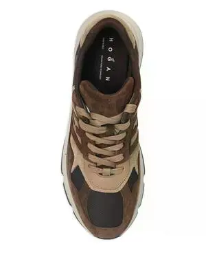 Hogan Suede And Leather Panel Sneakers - Brown