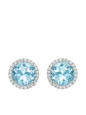 Kiki Mcdonough 18kt White Gold Topaz And Diamond Stud Earrings - Silver