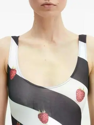 Fiorucci Raspberry-print Striped Bodysuit