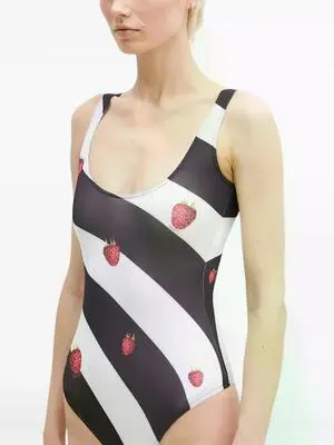 Fiorucci Raspberry-print Striped Bodysuit