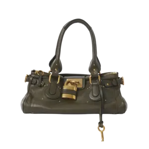 Chloé Paddington Bag In Grained Leather Blue