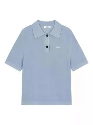 STUDIO TOMBOY Polo-collar Knit Top - Blue