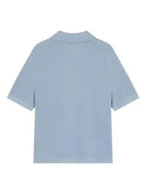 STUDIO TOMBOY Polo-collar Knit Top - Blue