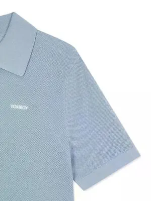 STUDIO TOMBOY Polo-collar Knit Top - Blue