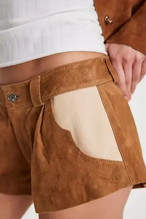 UNDERSTATED LEATHER Combo Suede Shorts