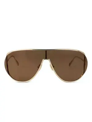 FERRAGAMO Geometric Sunglasses With Metallic Frame - Gold