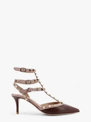 Valentino Garavani Rockstud Leather Slingback Brown