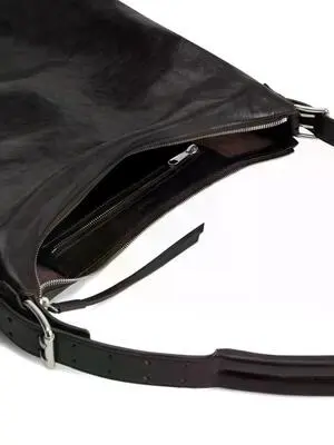 LEMAIRE Belted Shoulder Bag In Glazed Paper Leather - Brown