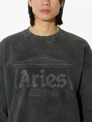 Aries Logo-embellished Crew-neck Sweatshirt - Black
