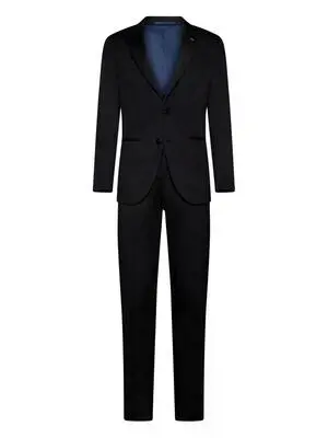 D4.0 Notched-lapels Single-breasted Suit Black