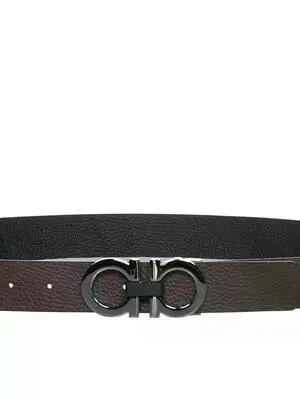 FERRAGAMO Gancini Leather Belt - Black