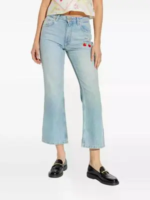 LoveShackFancy Cherry-embroidered Jeans