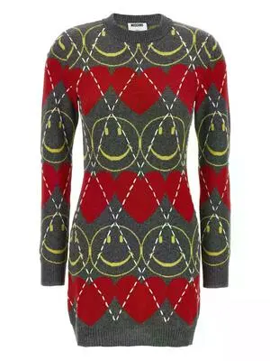 Moschino Smiley® Argyle-pattern Dress