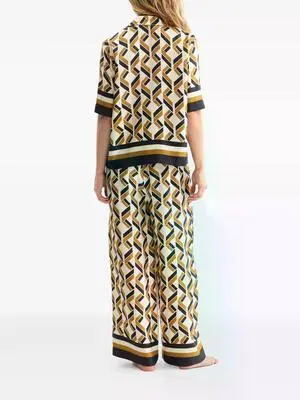 ERES Geometric-print Wide-leg Trousers - White