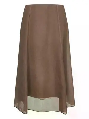 Brunello Cucinelli Stitching-detail A-line Midi Skirt - Brown