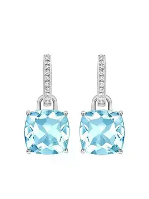 Kiki Mcdonough 18kt White Gold Topaz And Diamond Hoop Earrings - Silver