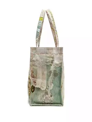Acne Studios Lace-trimmed Printed Tote Bag - Green
