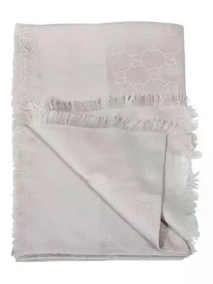 Gucci Gg Pattern Fringed Scarf - Neutrals