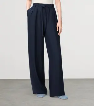 Loewe Silk Anagram Wide-leg Trousers