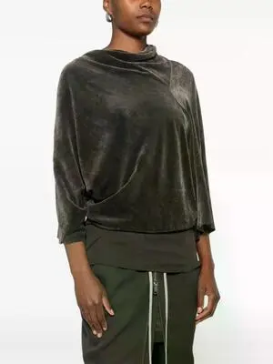 Rick Owens Concordians Cylinder Draped Bell-sleeve Top - Green