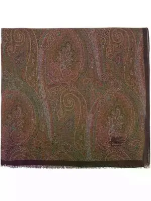 Etro Paisley-print Frayed-edge Scarf - Brown