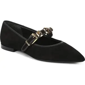 Veronica Beard Selene Charms Pointed Toe Flat - Black Suede