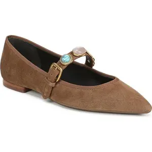 Veronica Beard Selene Charms Pointed Toe Flat - Chestnut