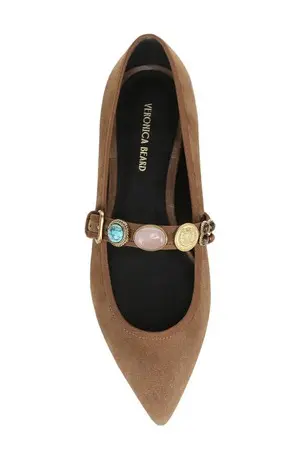 Veronica Beard Selene Charms Pointed Toe Flat - Chestnut