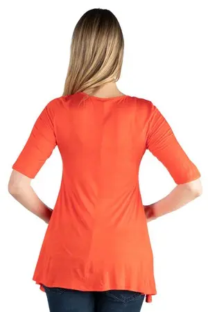 24SEVEN COMFORT APPAREL Maternity Elbow Swing Tunic Top - Carrot