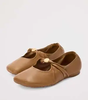 Loewe Nappa Leather Pebble Ballerinas - Brown