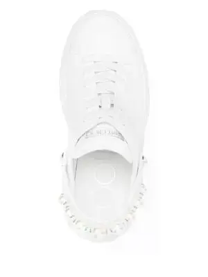 JIMMY CHOO 50mm Pearl-embellished Platform Sneakers