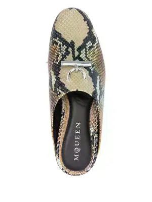Alexander McQueen Snakeskin-effect Leather Mules - Neutrals