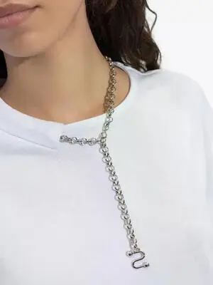 Sportmax Chain-embellished Cotton T-shirt - White