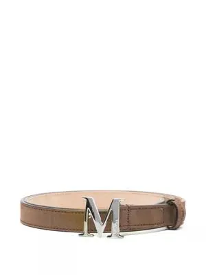 Max Mara Logo-buckle Suede Belt - Brown
