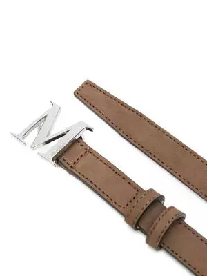 Max Mara Logo-buckle Suede Belt - Brown