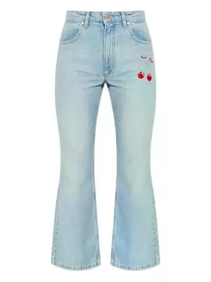 LoveShackFancy Cherry-embroidery Jeans