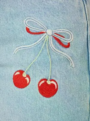 LoveShackFancy Cherry-embroidery Jeans