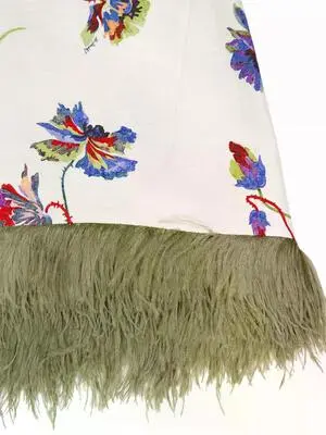 La DoubleJ Feather-trim Floral-print Top - White
