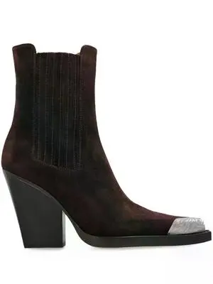 Paris Texas 100mm Dallas Metallic-toe Suede Boots - Brown
