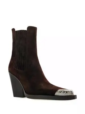 Paris Texas 100mm Dallas Metallic-toe Suede Boots - Brown